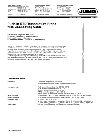 Jumo Push-in RTD Probe Data Sheet | Manualzz