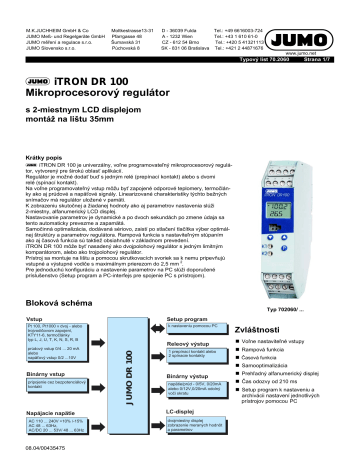 JUMO 702060 Compact Controller Dátový hárok | Manualzz