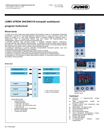JUMO dTRON 304/308/316 Compact Controller Dátový hárok | Manualzz