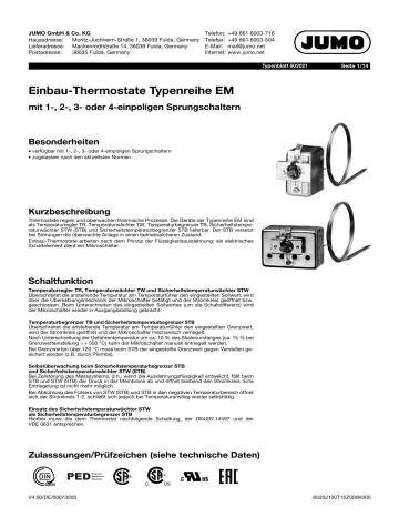 JUMO Panel-Mounted Thermostat EM Series up Datenblatt | Manualzz