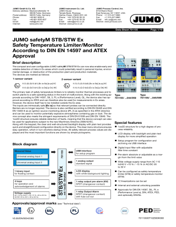 Jumo safetyM STB/STW Ex Limiter/Monitor According Data Sheet | Manualzz