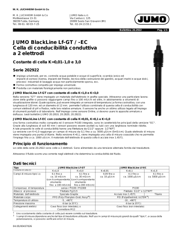 JUMO 202922 Conductive Two-Electrode Conductivity Sensor Scheda dati ...