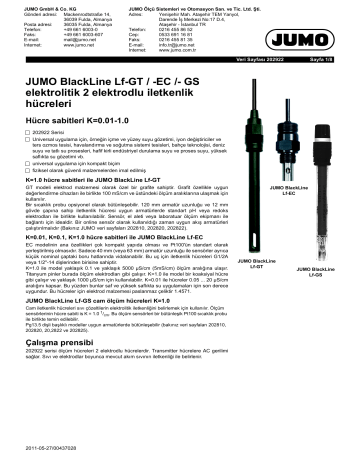 JUMO 202922 Conductive Two-Electrode Conductivity Sensor Veri Sayfası ...