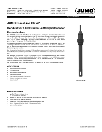JUMO 202931 Conductive Four-Electrode Conductivity Sensor Datenblatt ...