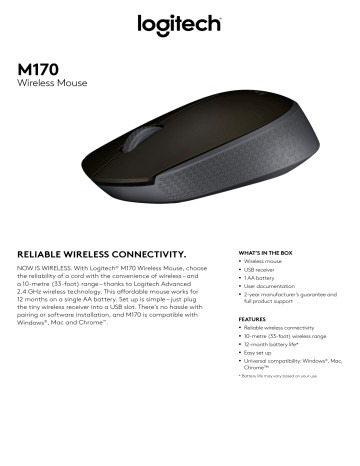 Logitech M170 Wireless Mouse Instruction Manual | Manualzz