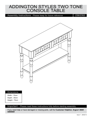 Argos Home AH ADDINGTON TWO TONE CONSOLE TABLE Assembly Instructions ...