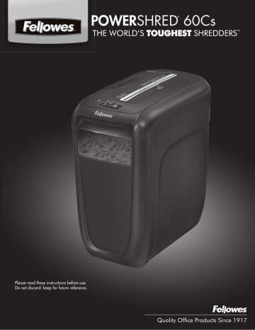 Fellowes 60CS 10 SHEET CROSS SHREDDER Instruction Manual | Manualzz