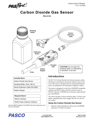 Pasco PS-2110 PASPORT Carbon Dioxide Gas Sensor Owner's Manual | Manualzz