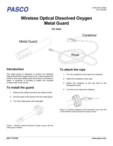 Pasco PS-3604 Wireless Optical Dissolved Oxygen Sensor Metal Guard ...