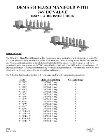 Dema Flush Manifold Instruction Sheet | Manualzz