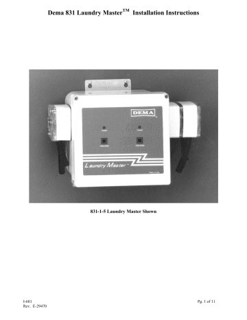 Dema 831K Laundry Master Dual Instruction Sheet | Manualzz