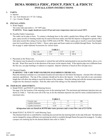 Dema P203C Series P Instruction Sheet | Manualzz