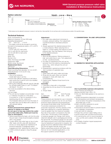 Norgren V64H-4GD-RMN Plus pressure relief valve Installation ...
