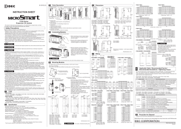 IDEC FC6A MICROSmart Expansion I/O Module Instruction Sheet | Manualzz