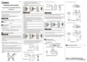 IDEC HS5シリーズ用 プラグ形 Instruction Sheet | Manualzz