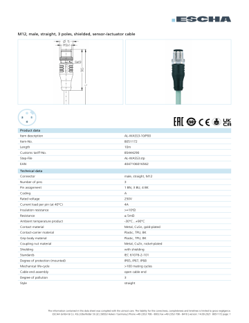 Escha 8051172 Data Sheet | Manualzz