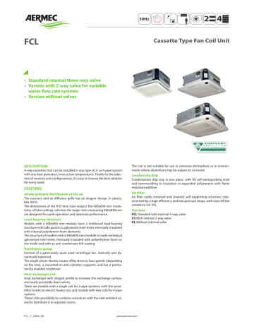 Aermec FCL Fan coil Data Sheet | Manualzz