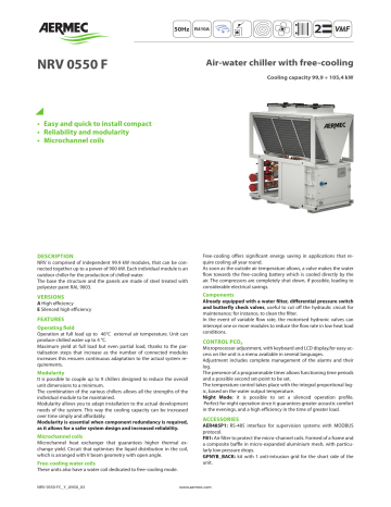 Aermec NRV Air/Water chiller Data Sheet | Manualzz