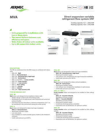 Aermec MVA VRF system Data Sheet | Manualzz