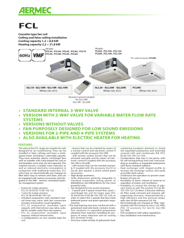 Aermec FCL SA Fan coil Data Sheet | Manualzz