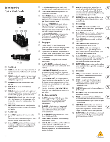 Behringer P2 Personal Monitor Quick Start Guide | Manualzz