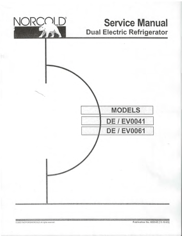 Norcold DE / EV 0041, DE / EV 0061, DE-0061 Service Manual | Manualzz