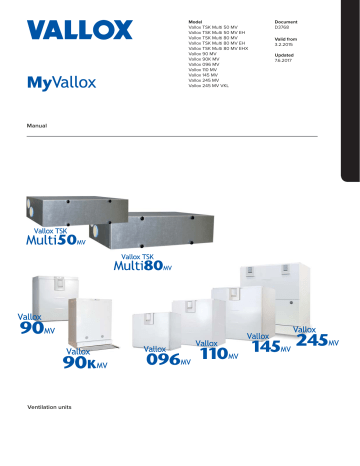 Vallox 145 MV, Vallox TSK Multi 80 MV Manual | Manualzz