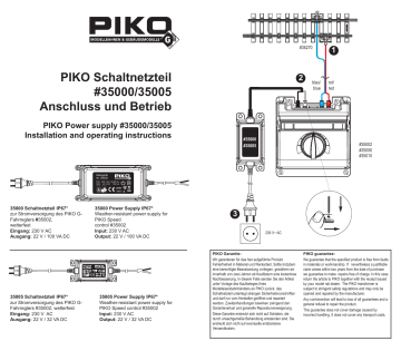 PIKO 35000 Installation And Operating Instructions | Manualzz