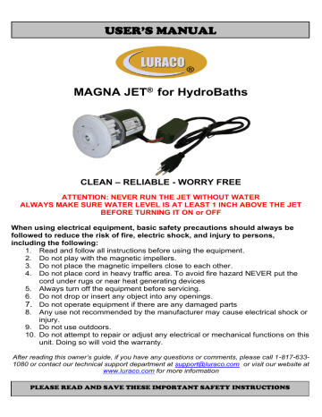 Luraco MAGNA JET User Manual | Manualzz