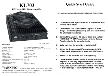 RM Italy KL703 Quick Start Manual | Manualzz