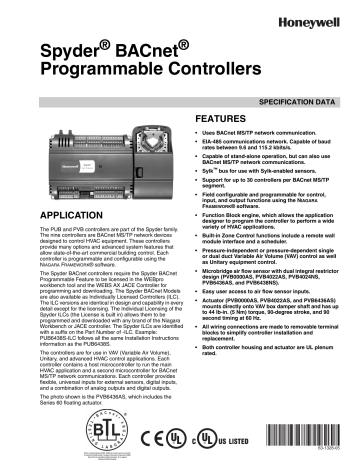 Honeywell BACnet Specification Data | Manualzz