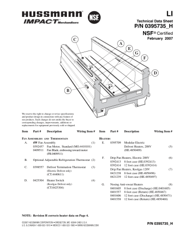 Hussmann LI Technical Data Sheet | Manualzz