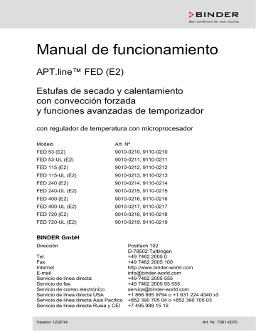 Binder FED 115 E2 Instrucciones de operación | Manualzz