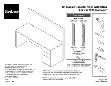 Steelcase On-Module Pedestal Filler Specification Guide | Manualzz