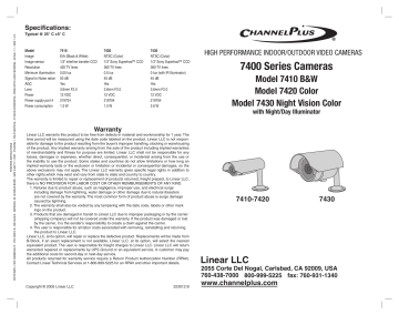 Linear LLC 7400 Series Camera Instructions | Manualzz