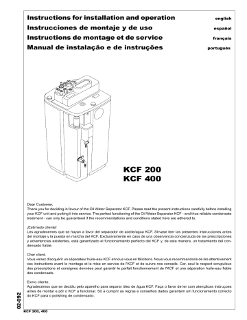 KAESER KCF 200, KCF 400 Instrucciones De Montaje Y De Uso | Manualzz