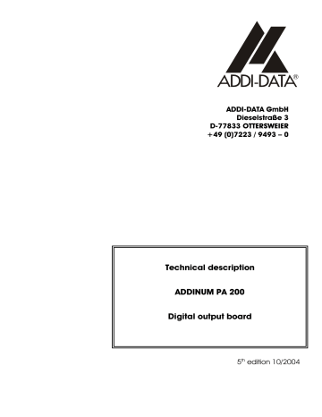 Addi-Data ADDINUM PA 200 Technical Description | Manualzz
