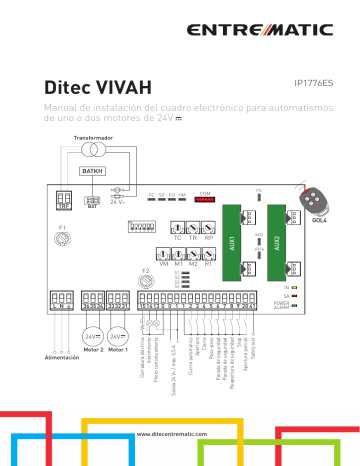 Entrematic Ditec VIVAH Installation manual | Manualzz