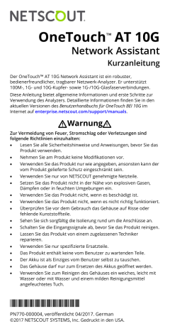 NETSCOUT OneTouch AT 10G Kurzanleitung | Manualzz