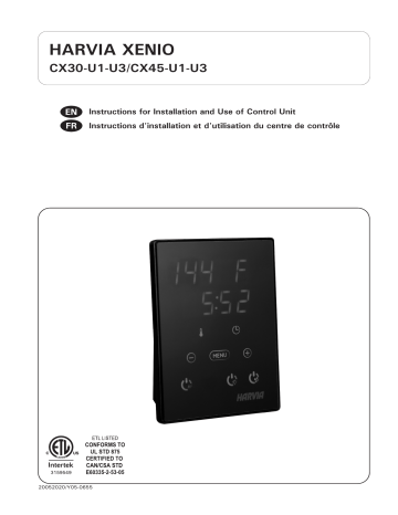 Harvia CX45-U1-U3 Control unit Owner's Manual | Manualzz