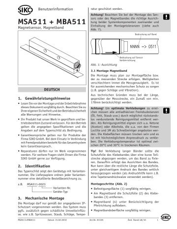 Siko MSA511 User Information | Manualzz
