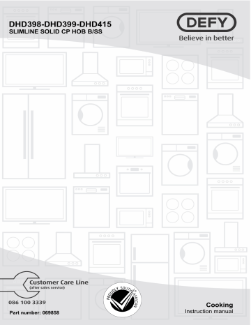 Defy DHD333 Slimline Solid Hob - NCP Product Manual | Manualzz
