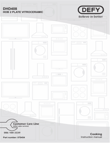 Defy DHD408 Domino Vitroceramic 2 plate Hob Product Manual | Manualzz