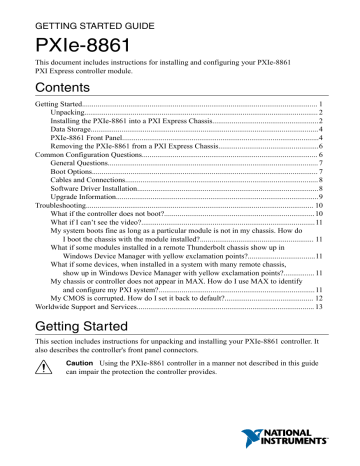 National Instruments PXIe-8861 Getting Started Manual | Manualzz
