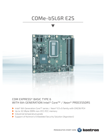 Kontron COMe-bSL6 COM Express® basic Type 6 Datasheet | Manualzz