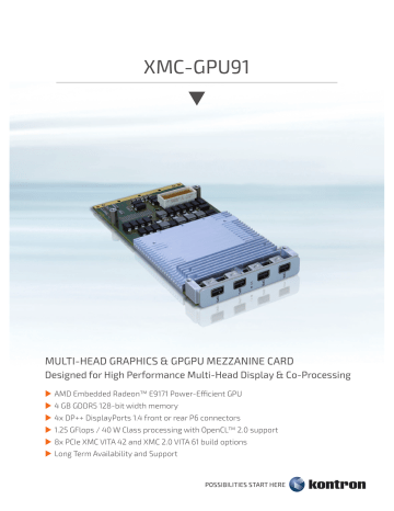 Kontron XMC-GPU91 Multi-Head Graphics & GPGPU Mezzanine Card Datasheet ...