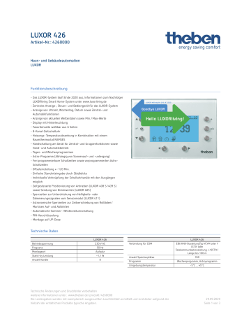 THEBEN LUXOR 426 Datenblatt | Manualzz