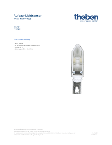 THEBEN Surface-mounted light sensor Datenblatt | Manualzz