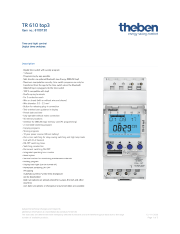 Theben TR 610 top3 Data Sheet | Manualzz