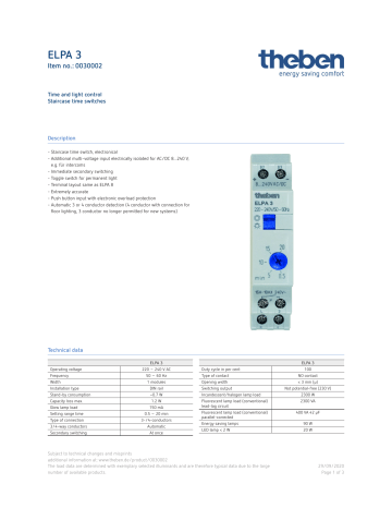 Theben ELPA 3 Data Sheet | Manualzz